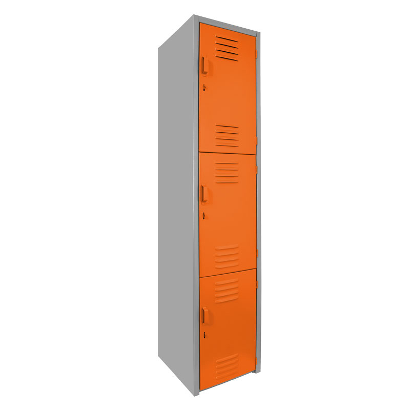 Locker 3 Puertas Gris Grande Dual – Naranja - Aula Mobiliario Escolar ...