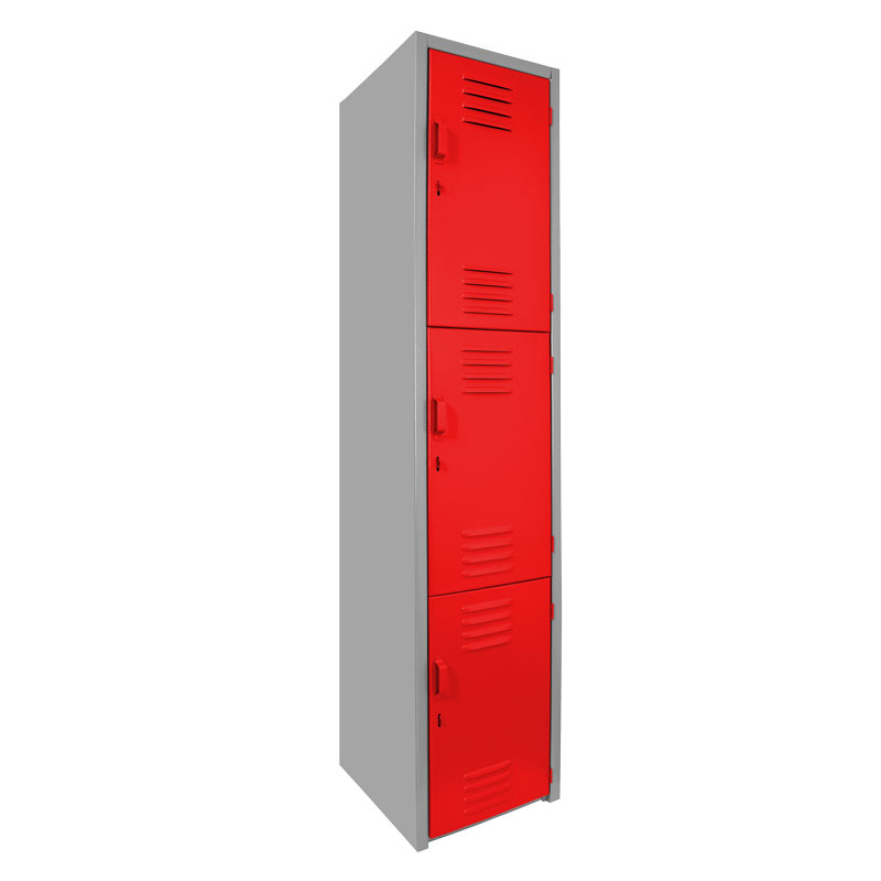 Locker 3 Puertas Gris Grande Dual – Rojo - Aula Mobiliario Escolar ...