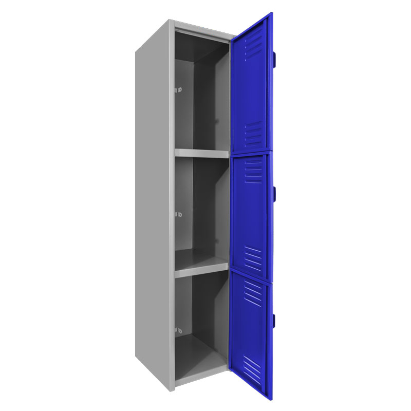 Locker 3 Puertas Gris Chico Dual – Azul - Aula Mobiliario Escolar ...