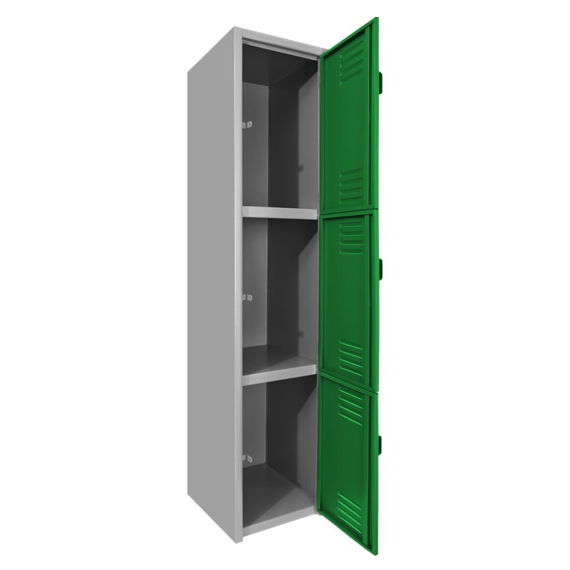 Locker 3 Puertas Gris Chico Dual – Verde - Aula Mobiliario Escolar ...